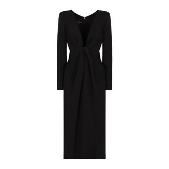 Emporio Armani Long Sleeve Twisted Midi Dress - - Dresses - Damen - Schwarzk - M