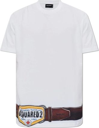 Dsquared2 Homme, Tops, Blanc, Taille: 2XL Logo T-Shirt