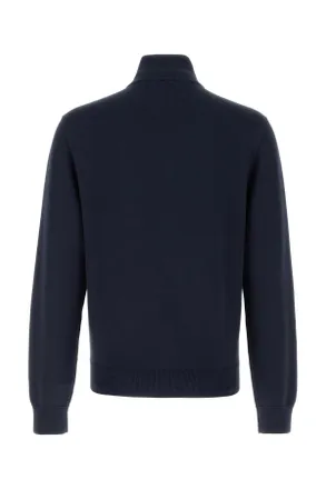 Versace Mens Dark Blue Cotton Blend Cardigan Midnightblue Maglieria Sweater