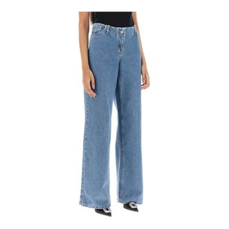 Magda Butrym Femme, Jeans, Bleu, Taille: 38 FR Denim Ultra Taille Basse et Jambes Larges