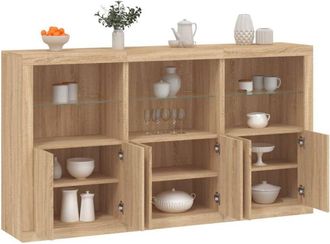 vidaXL Buffet avec lumi&egrave;res led ch&ecirc;ne sonoma 181,5x37x100 cm