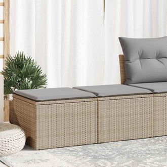 vidaXL 2-tlg. Garten-Sofagarnitur mit Kissen Beige Poly Rattan Akazie - Vidaxl