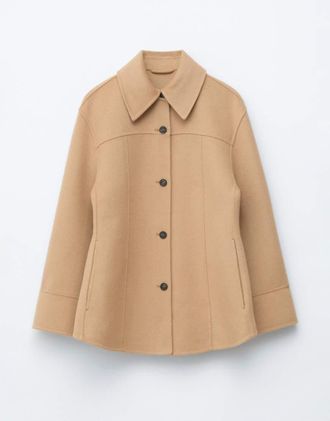 & Other Stories Kurze Jacke in Braun mit hohem Wollanteil und Kragen-Brown