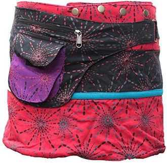 Shopoholic Fashion Jupe ronde &agrave; bouton-pression r&eacute;versible pour femme Turquoise - Noir - Taille Unique