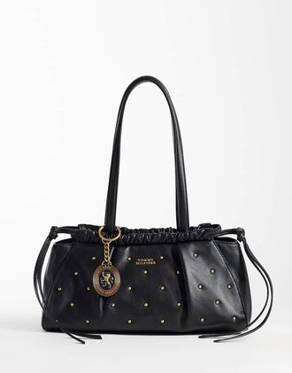 Tommy Hilfiger sac port&eacute; &eacute;paule en cuir souple noir