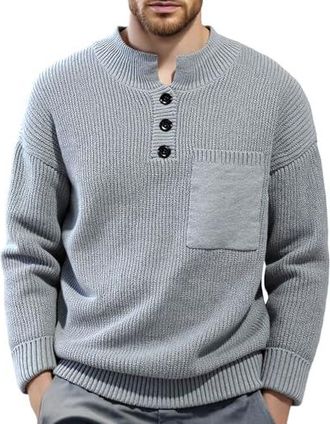 Generic Pull Chaud Homme Col Montant- Pull Hiver Grande Taille Décontracté Couleur Unie Sweater Chic Et Élégant Ample Extérieur Chandail Streetwear Polyvalent