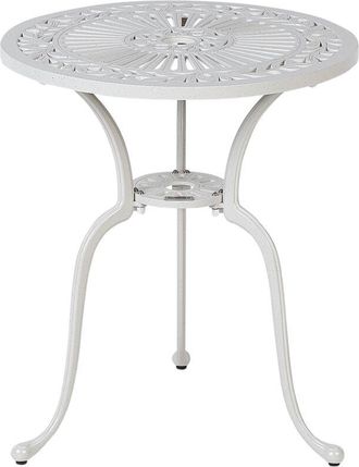 Beliani Beliani - Table de Balcon Vintage en Aluminium dExt&eacute;rieur 61 cm Ronde Blanc Cass&eacute; Dascio