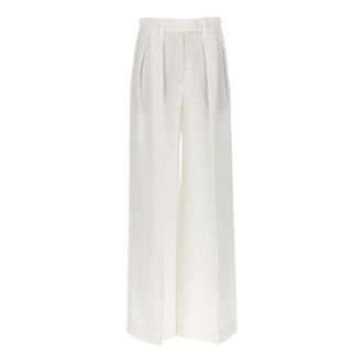 Brunello Cucinelli Femme, Pantalons, Blanc, Taille: 38 FR Sartorial Wide Pantalons