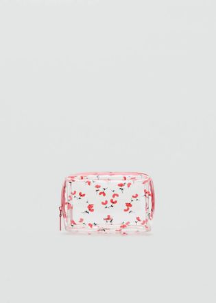 Mango Petite trousse de toilette transparente &agrave; motif floral rouge - Femme - Taille unique - MANGO