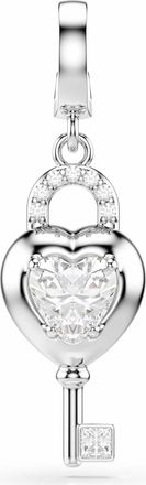 Swarovski Idyllia Charm, Verschiedene Schliffe, Herz mit Schl&uuml;ssel, Wei&szlig;, Rhodiniert