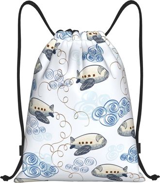 Generic Cartoon-Flugzeug Zuziehbeutel Sporttasche Unisex Verstellbar Beutel for Damen Herren Schwimmen 36X42Cm