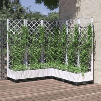 vidaXL Vidaxl - Jardini&egrave;re avec treillis blanc 120x120x121,5 cm - Polypropyl&egrave;ne r&eacute;sistant aux chocs - Support pour plantes grimpantes - Id&eacute;al pour patios et