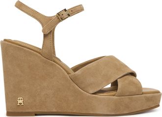 Tommy Hilfiger Sandalen Tommy Hilfiger Suede Wrapped High Wedge FW0FW09218 Braun