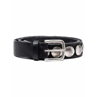 Golden Goose Ceinture Trinidad en cuir lav&eacute; &agrave; clous - Femme - Accessoires - Noir - Taille: 85 CM