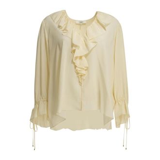 Chlo&eacute; V-Ausschnitt R&uuml;schen-Top - - Blouses & Shirts - Damen - Wei&szlig; - M