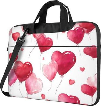 Generic Sac pour ordinateur portable de 15,6 avec bandouli&egrave;re - Motif coeur rose et rouge, multicolore, 15.6 inch
