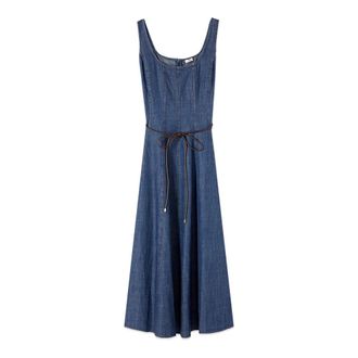 Oltre &Auml;rmelloses langes Kleid mit Denim-Effekt - - Dresses - Damen - Blau - S