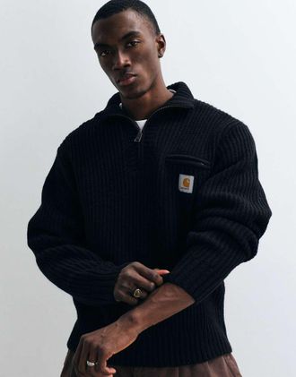 Carhartt Work in Progress Detroit - Pull en maille &agrave; demi-zip - Noir