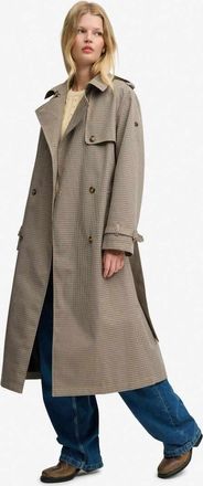 Superdry Trenchcoat mit Mikro-Karo in Braun-Neutral