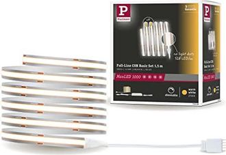 Paulmann 71048 MaxLED 1000 LED Strip Full-Line COB Komplettset 1,5m 18W 1620lm 528LEDs/m 2700K 40VA dimmbar Silber Kunststoff