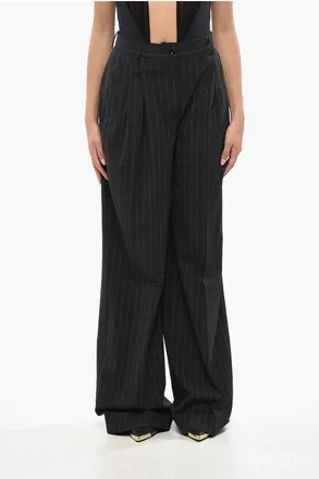 Dolce & Gabbana Pinstriped Virgin Wool Double Pleated Pants size 40