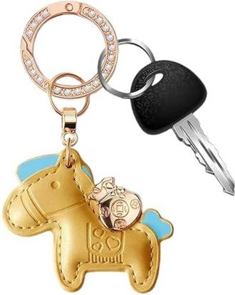 Generico Porte-cl&eacute;s en cuir - Accessoire avec symbole chinois | Porte-cl&eacute;s de lann&eacute;e du cheval - pour sac &agrave; main voiture bureau voyage cadeau f&ecirc;te adulte enfan
