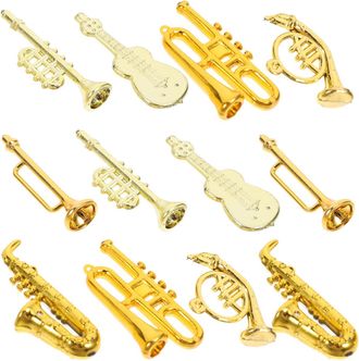 Cabilock Stück Miniatur Musikinstrument Anhänger - Weihnachtsbaum Dekoration, Goldene Und Silberne Designs, Vielfältige Modelle Für Puppenhaus Und Party