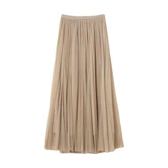 Twinset Langer T&uuml;llrock mit Lurexstreifen - - Skirts - Damen - Beige - M