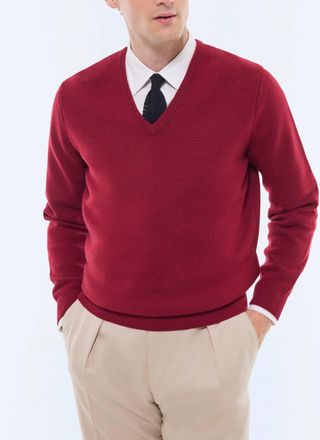 Fursac Pull en laine &agrave; col en V - Taille XXL - Homme