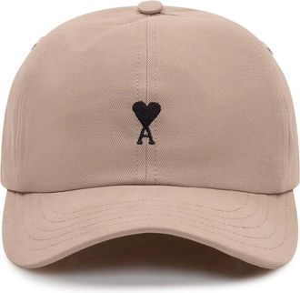 Ami Homme, Accessoires, Beige, Taille: ONE Size Casquette Brod&eacute;e De Coeur
