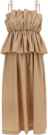 Twinset Femme, Robes, Beige, Taille: 38 FR Long Cotton Poplin Dress