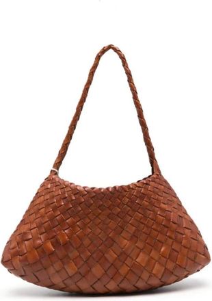 Dragon Diffusion Femme, Sacs, Brun, Taille: ONE Size Sac &agrave; Bandouli&egrave;re en Cuir Tress&eacute; Marron