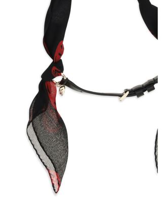 Alexander McQueen Womens Bracelet Double-Wrap Skull Scarf Black-Red-Gold Silk Black/red/gold Scarfs