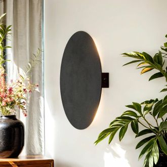 Licht-Erlebnisse Wandleuchte rund Ø 20 cm extra flach T: 4,5 cm Modern Metall Schwarz G9 Wandlampe Flur Wohnzimmer