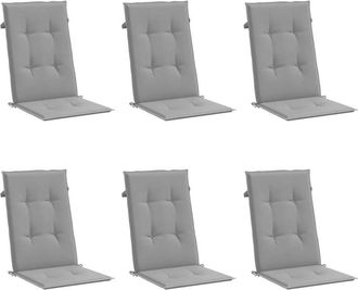 vidaXL Coussins de chaise de jardin &agrave; dossier haut lot de 6 gris tissu