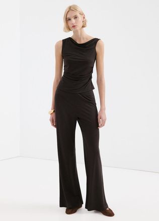 Mango Asymmetrisches Top mit drapiertem Kragen braun - Damen - XL - MANGO