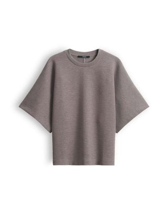 someday Sweatshirt Ubena aus weichem Scuba Sweat Oversized-Silhouette mit kurzem Fledermaus&auml;rmel und M&eacute;lange-Optik