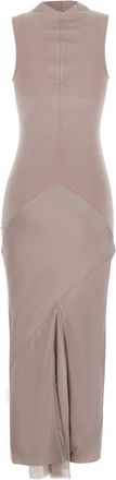 Rick Owens Womens Sliced V-Neck Dress Pink Tech Fabric