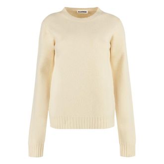 Jil Sander Rundhals-Wollpullover - - Knitwear - Damen - Beige - S