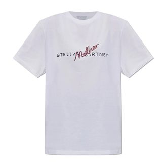Stella McCartney Femme, Tops, Blanc, Taille: 42 FR Logo T-Shirt