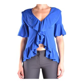Dondup Bohemian Flutter Sleeve Blue T-Shirt - - Tops - Damen - Blau - XS