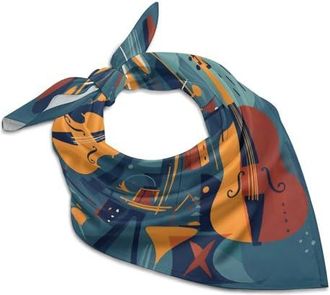 Generic Foulard carré en soie légère et colorée pour violon violon pour cheveux, foulard respirant, cadeau pour homme et femme, multicolore, 46x46cm