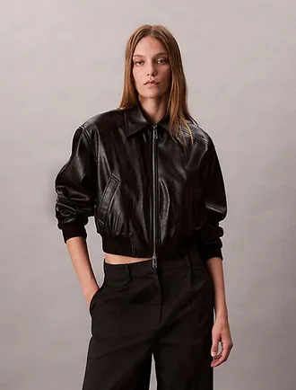 Calvin Klein Bomber court en similicuir