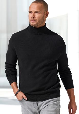 H.I.S Rollkragenpullover H.I.S, Herren, Gr. 3XL (64/66), schwarz, Strick, Obermaterial: 50% Baumwolle, 50% Polyacryl, unifarben, regular fit, Rundhals, B&uuml;nd