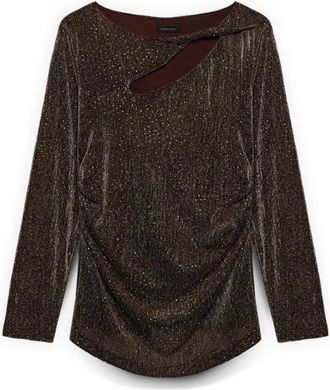 Fiorella Rubino Femme, Blouses et Chemises, Brun, Taille: 36 FR T-shirt en jersey avec strass