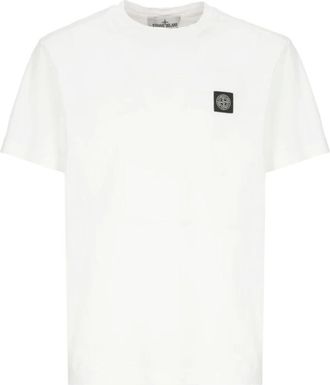 Stone Island Homme, Tops, Blanc, Taille: XL Cotton T-Shirt