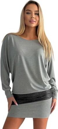 Mississhop Minirobe festive et à paillettes avec une tunique de Mississhop - Pour femme - Gris - 36