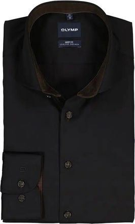 Olymp Herren Hemden schwarz Baumwoll-Stretch
