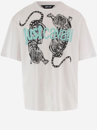 Just Cavalli T-shirt en coton avec imprim&eacute;