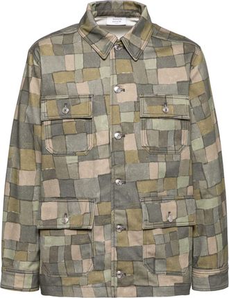 Maison Kitsun&eacute; Hemdjacke mit geometrischem Print - Gr&uuml;n